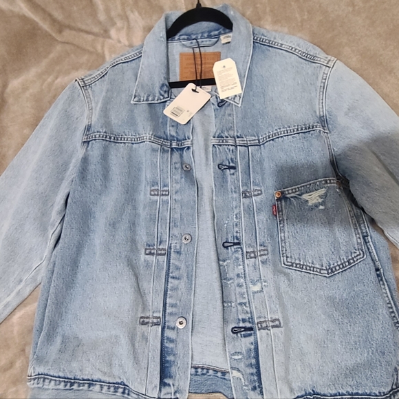 Levi's | Jackets & Coats | Newlevis Distressed Denim Jacket Light Wash ...
